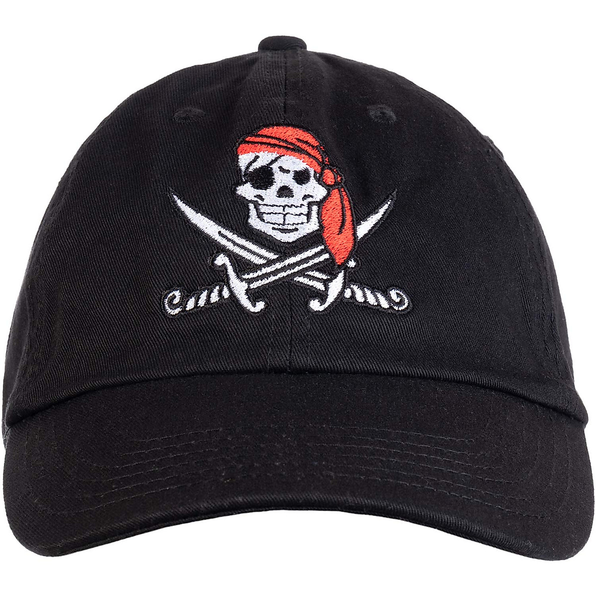 Ann Arbor T-shirt Co. Jolly Roger Pirate Flag | Skull & Crossbones Caribberan Cruise Baseball Boat Cap Dad Hat Black