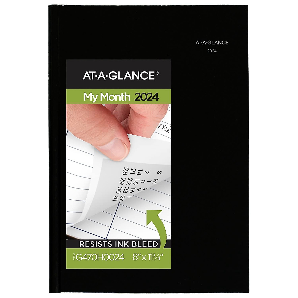 AT-A-GLANCE 2024 Monthly Planner, DayMinder, 8" x 11-3/4", Large, Monthly Tabs, Hardcover, Black (G470H0024)