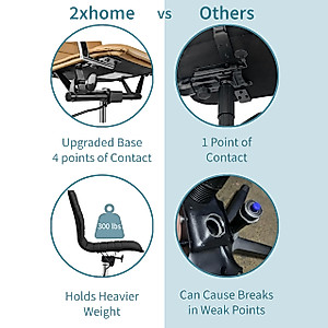 2xhome Modern Office Desk Chair | Upholstered PU Leather Ribbed Armless Mid Back with Metal Frame | Adjustable Height, Tilt Lock | Computer, Home, Executive, Conference, Meetings, Gray