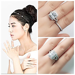 Mutian 1.75Ct Wedding Ring Engagement Ring Set, 14K Gold Plated 925 Sterling Silver Cubic Zirconia Infinite Anniversary Ring, Promise Rings for Her, Size 6-9