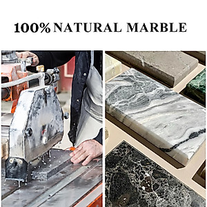 YMXYJM 100% Natural Marble Tray for Bathroom, Genuine Marble Stone Vanity Tray, Luxury Storage Trays for Kitchen, Vanity, Home Decor, Dresser, Non-Resin/Non-Ceramic, 12"x 8"x 1.2", Dark Green
