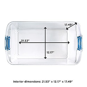 HOMZ Heavy Duty Modular Clear Plastic Stackable Storage Tote Containers with Latching and Locking Lids, 112 Quart Capacity, 8 Pack