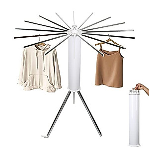 ZIAERKOR Tripod Clothes Drying Rack Folding Indoor Portable, Laundry Drying Rack Clothing Collapsible no Assemble, Pasta Coat Rack Stand Foldable Outdoor 16 Drying Rod Capacity 50kg/110lb