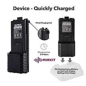 Mirkit Baofeng Accessories Set: Baofeng Battery BL-5L 3800mah with Baofeng USB Charging Cable Compatible with Baofeng UV- 5R MK2 MK3 MK4 MK5 BF-F8HP UV-5RX3 RD-5R UV-5RTP UV-5X3 by Mirkit Radio