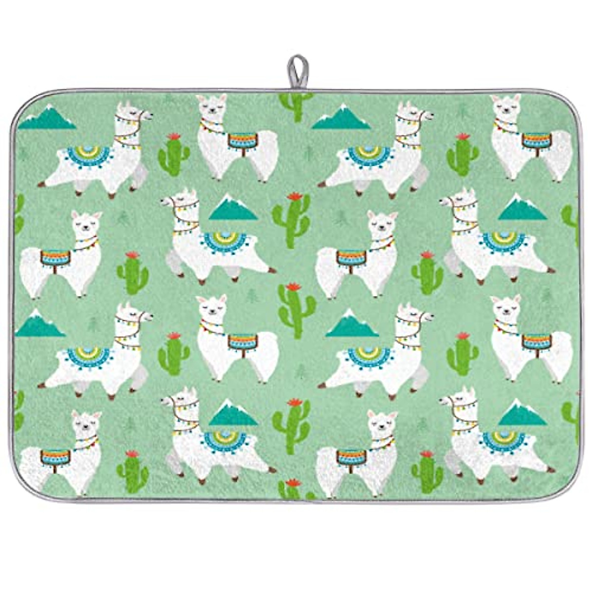 Classic Llama Dish Drying Mat for Kitchen Counter Absorbent Microfiber Dishes Drainer Mat Non-Slip Dish Draining Mat Fast Dry Kitchen Accessories Pad 16x18 inch