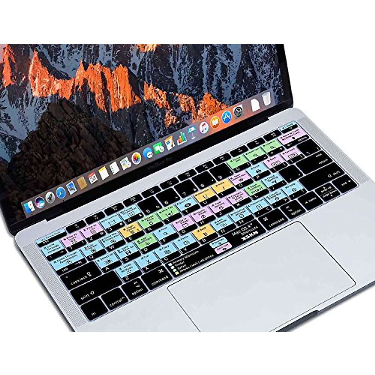 XSKN Shortcut MAC OS X Keyboard Skin Cover for Apple New MacBook Pro 13 (Model A1708, No Touch Bar) & Apple MacBook 12 (Model A1534) (US Layout)