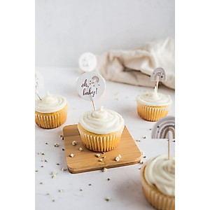 Ashleigh's Boho Rainbow Baby Shower Cupcake Topper Set: 24 Bohemian Rainbow Cupcake Picks & 50 Cupcake Liners, Gender Neutral Boy or Girl Summer Collection