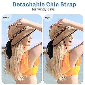 Beach Hats for Women, Straw Hat for Women UPF 50+ UV Sun Protection Foldable Sun Hat Deep Khaki