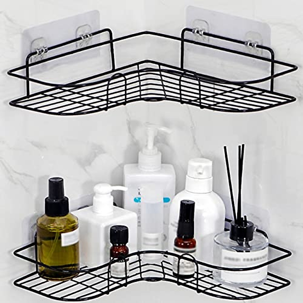 FRGMNT 4pc Bathroom Shelf, Shower Caddy Rack, Bathroom Kitchen No Punching Triangle Storage Rack