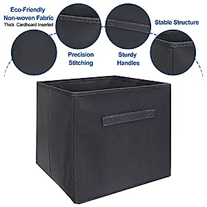 YuGtcen Cube Storage Bins 11 inch, Storage Cubes Collapsible Organizer Bins, Square Foldable Fabric Baskets, Medium Decorative Cubby Box for for Shelves, Closet, for Utility Room, Storage Room (Grey)