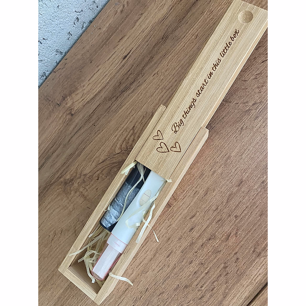 Pregnancy Test Keepsake Box for Baby Announcement to Partner Wooden Baby Keepsake Box