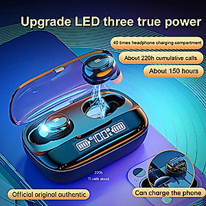 Qiopertar M-U8 Bluetooth 5.0 Headset Wireless Earphones Mini Earbuds Stereo Waterproof Headphones with Microphone in-Ear Deep Bass Sound Earbuds Earphones for Android iOS Sport