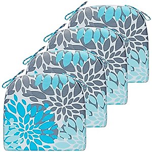 JMGBird Outdoor Chair Cushions Set of 4, Patio Cushions D16xW17 Inch with Ties, Outdoor Chair Pad for Patio Furniture