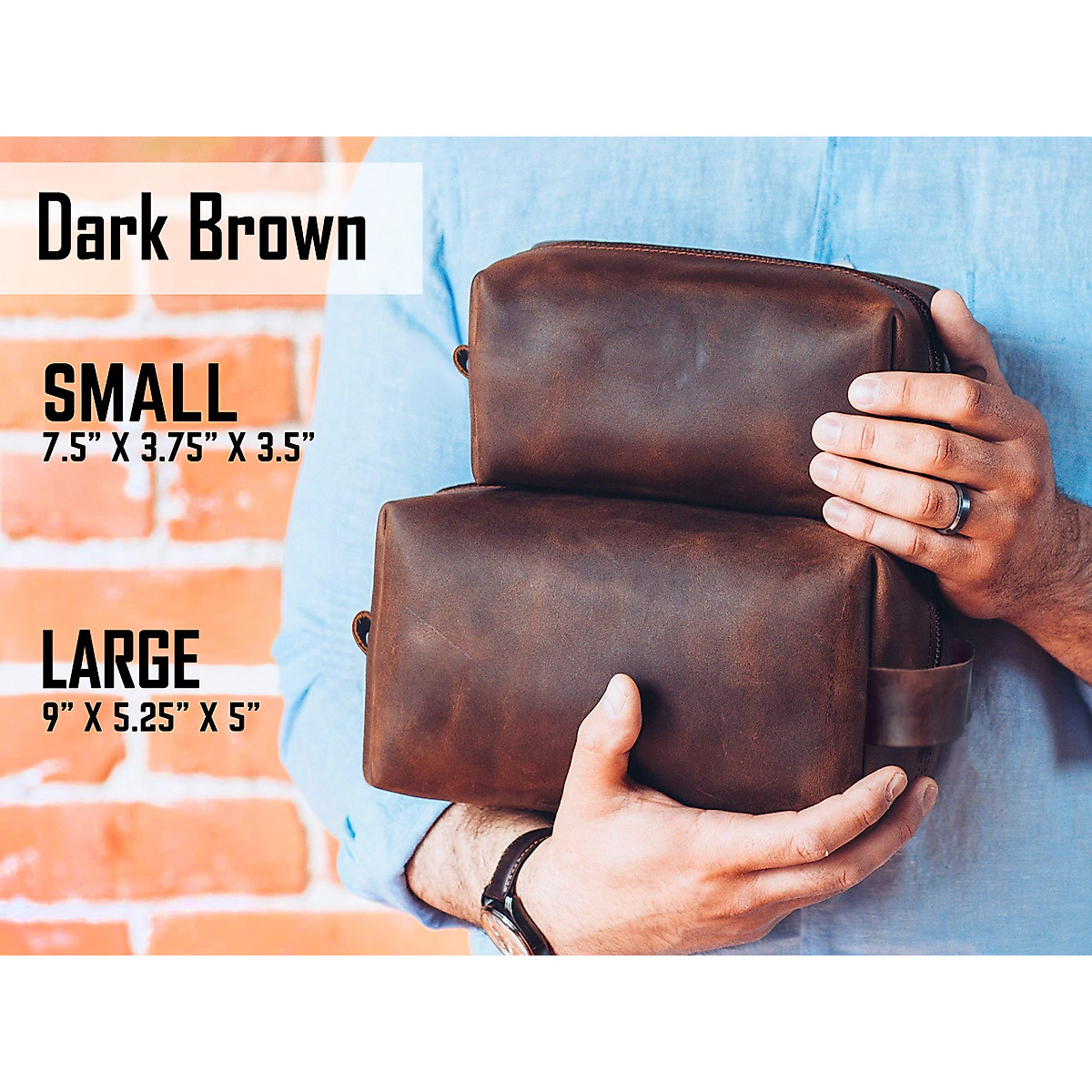 Personalized Leather Dopp Kit For Men – Unique Anniversary Gift, Birthday Gift, Father & Groomsmen Gift – Mens Handcrafted Travel Bag for Toiletries, Shaving & Grooming Kit – Toiletry Bag Made in USA