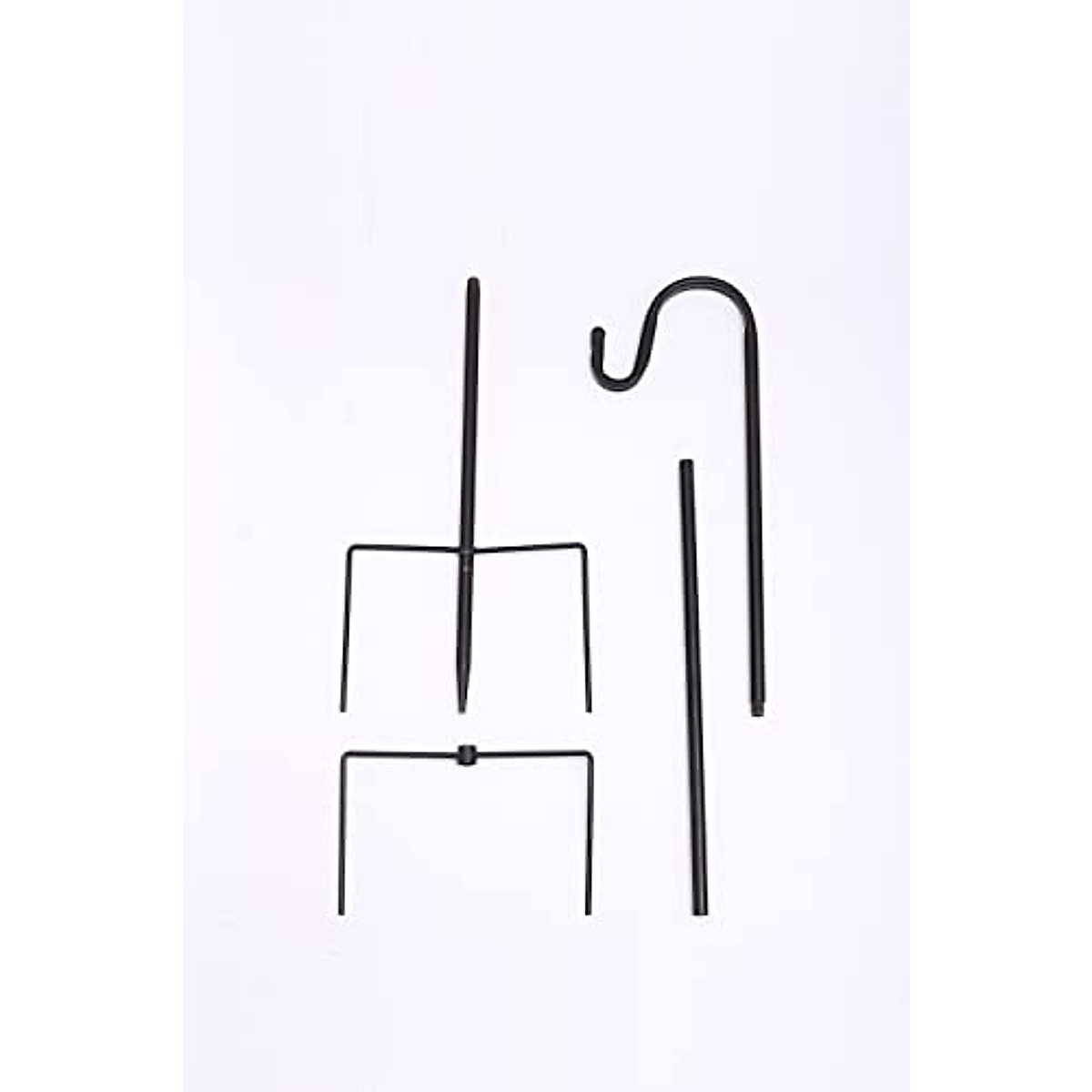 47 Inch Outdoor Shepherd Hook with 5 Prong Base(2 Packs),Adjustable Hanger for Outdoor,Garden Flower Planter,Bird Feeder,Plant Baskets (Black)