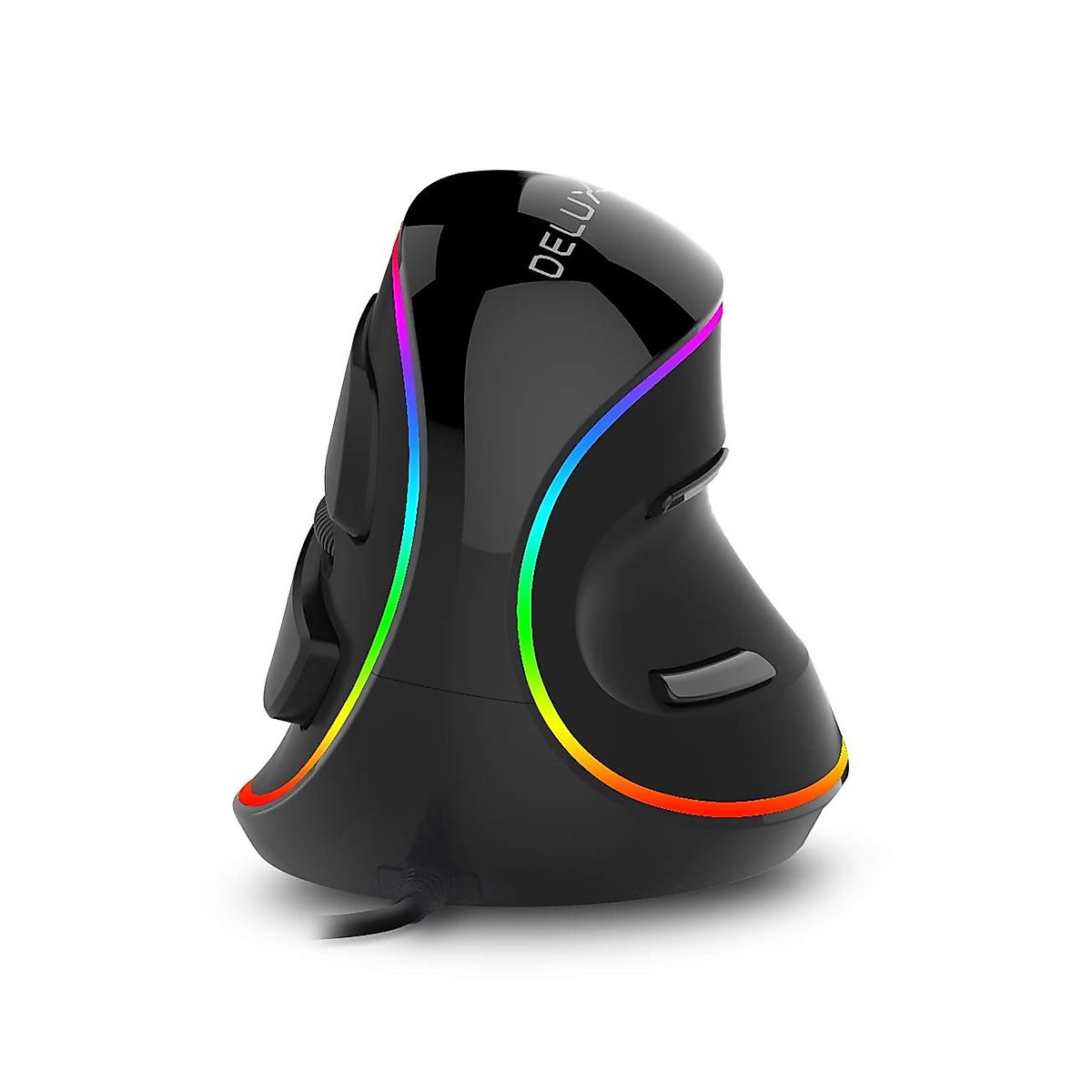 DeLUX Ergonomic Mouse, Wired Large RGB Vertical Mouse with 6 Buttons, 4000DPI, Removable Wrist Rest for Carpal Tunnel (M618Plus RGB-Wired)