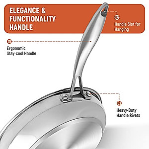 Kseroo 9.5 inch Nonstick Frying Pan Skillet, Stainless Steel Frying Pan, Granite Stone Coating Omelet Pan Egg Pan, Healthy & Safe Cookware Chef Pan, PFOA PFAS Free, Stainless Steel Handle, Oven Safe