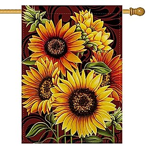 Artofy Home Decorative Sunflowers House Flag, Summer Fall Garden Yard Outdoor Welcome Decor Autumn Vintage Outside Thanksgiving Flower Decoration Sign, Farmhouse Seasonal Large Burlap Flag Double Sided 28 x 40
