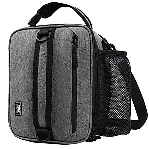 MIER Expandable Lunch Bag Insulated Lunch Box for Men to Work Travel Portable Lunchbox Bags with Shoulder Strap and Water Bottle Holder, Grey
