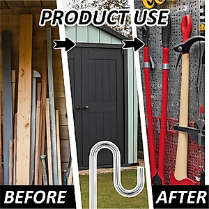 30 Pcs Long Shed Hooks for Hanging Heavy Duty Individual Utility Hooks Universal Wall Mounted J Utility Hangers for Tools Shovels Rakes Bikes Organization