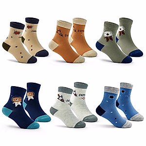 Big Boys Seamless Toe Socks Cotton Crew Athletic Socks Colorful Quarter Socks Size 13-1