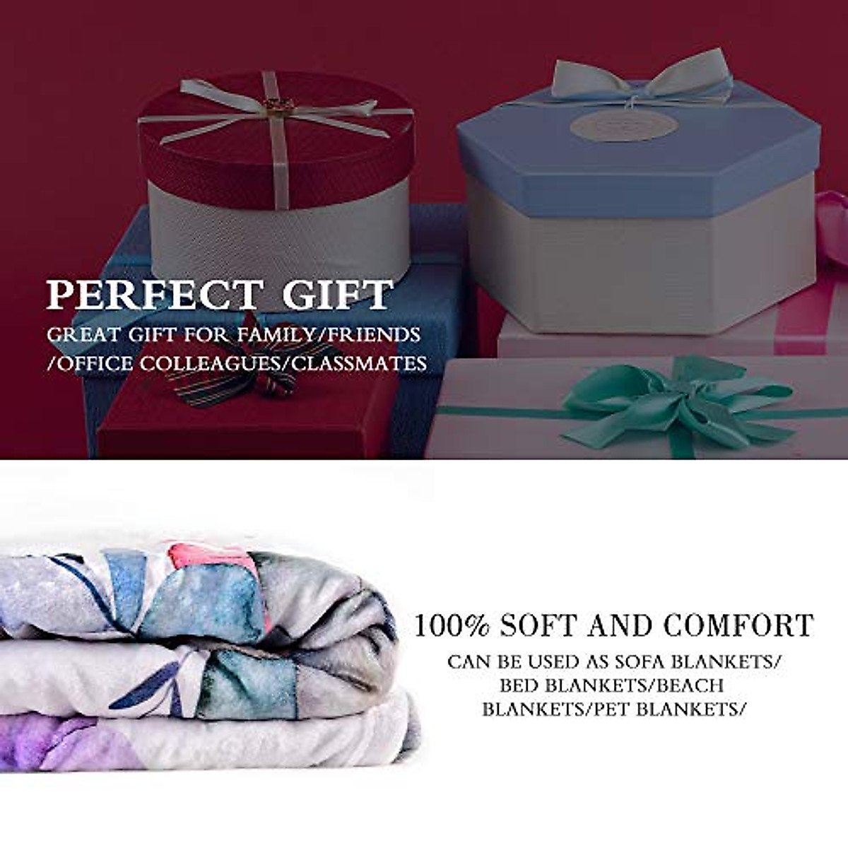 QH 60 x 80 Inch Dolphin Underwater World Pattern Super Soft Throw Blanket for Bed Sofa Lightweight Blanket for All Seasons