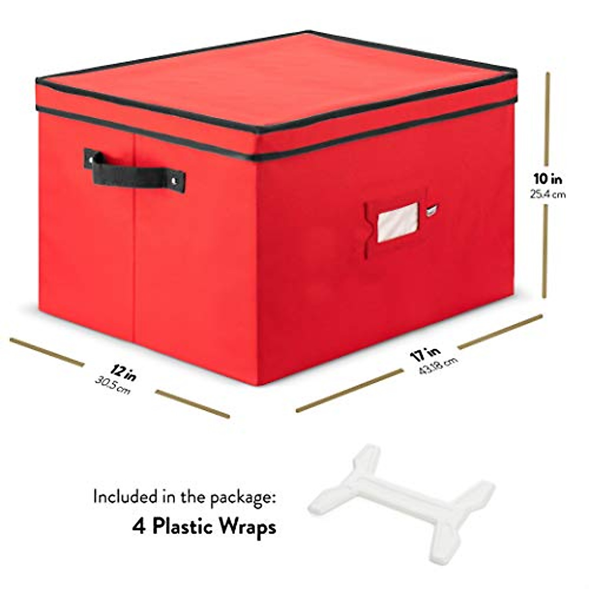 ZOBER Christmas Light Storage - Christmas Light Organizer W/ 4 Plastic Christmas Lights Organizer Wheel - Strong & Durable Material - Stitched Reinforced Handles - Red