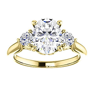 10K Solid Yellow Gold Handmade Engagement Ring 2CT Oval Cut Moissanite Diamond Solitaire Wedding/Bridal Rings Set for Women/Her Propose Ring (4), White