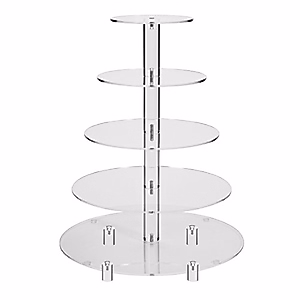 Jusalpha 5 Tier Round Acrylic Cupcake Stand-Cake Stand-Dessert Stand, Cupcake Tower 5RFs (5 Tier with Base)