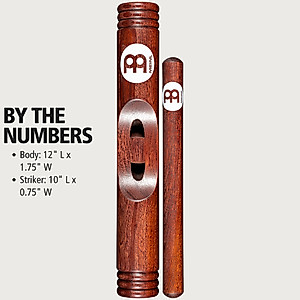 Meinl Percussion Red Finish African Select Hardwood Claves Musical Instrument Sticks, Hollow Body — NOT Made in China — for Live, Studio and Classrooms, 2-Year Warranty (CL3RW)