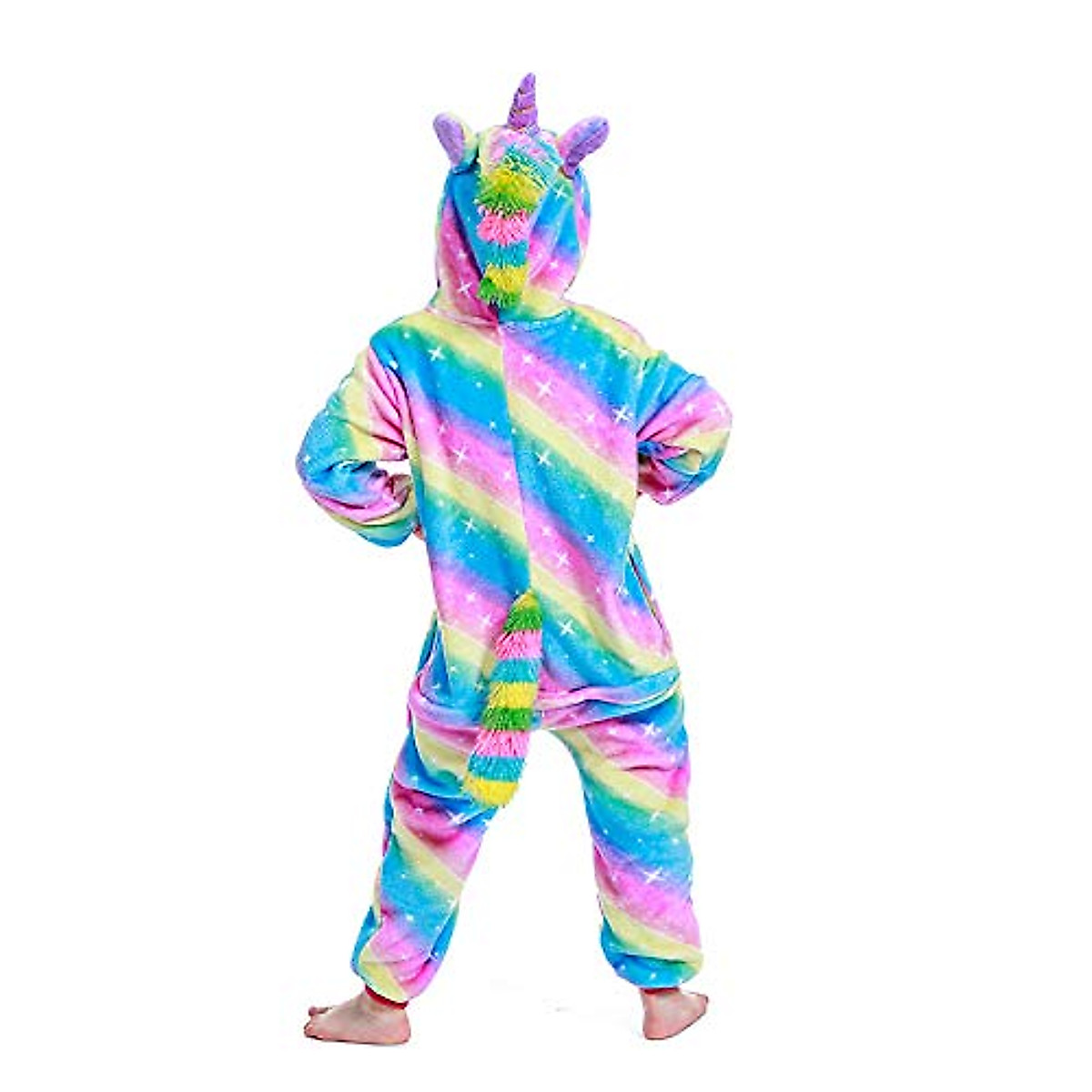 FuRobes Kids Polar Fleece Onesie Unicorn Pajamas Animal Christmas Halloween Cosplay Costume Rainbow Galaxy 8-10 Years Old