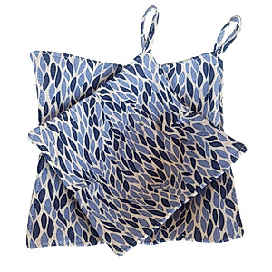 CUSHYSTORE 2 Bowl Cozies Cotton Holders Heat and Cold Resistant Anti-Scalding Protector 8.5" Large 7.5" Small - Navy Leave