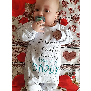 KuKitty Baby Boys Girls Romper I Really Love My Daddy and Mummy Print Jumpsuit (Daddy, 0-3 Months)