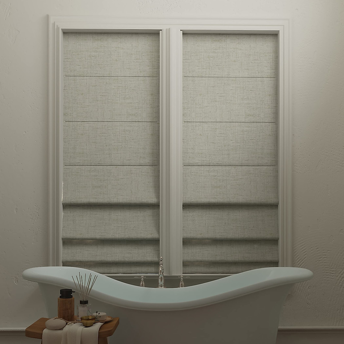 Sun Zero Seraphina Textured Total Blackout Cordless Roman Shade, 27" x 64", Sage Green