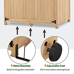 MCombo Large Outdoor Storage Shed with 2 Shelves, Oversize Garden Tool Shed with Latch, Outdoor Storage Cabinet with Floor for Patio and Yard (46.9" x 22.4" x 66") 1911 (Beige)