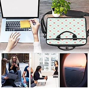 Round Flower Laptop Computer Bag Waterproof Shoulder Messenger Bag 13-15 inch Durable Laptop Tote Bag with Shoulder Strap Handle Lightweight Crossbody Briefcase