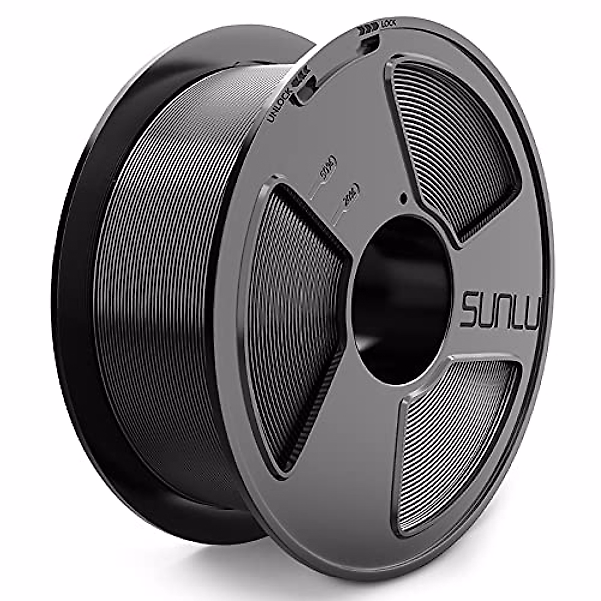 SUNLU PLA 3D Printer Filament Neat Spool, PLA Filament 1.75mm Dimensional Accuracy +/- 0.02mm, 1kg(2.2lbs), Reusable MasterSpool, Black