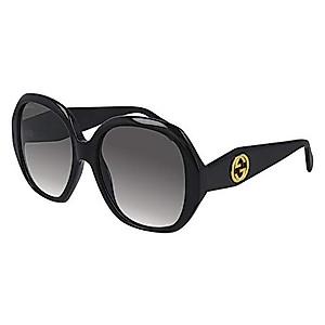 Gucci Women's GG Acetate Octagonal Sunglasses, Black/Black/Grey, One Size