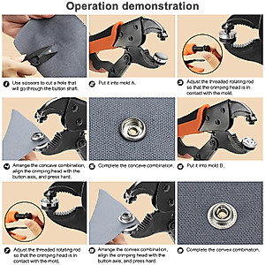 YXGOOD Heavy Duty Snap Fastener Tool, 1PCS Adjustable Snap Pliers, Fastener Pliers Tool Kit Includes 50 Sets Snaps for Boat Cover, Replacing Metal Snaps, Repairing Boat Covers, Canvas, Sewing, Tarps