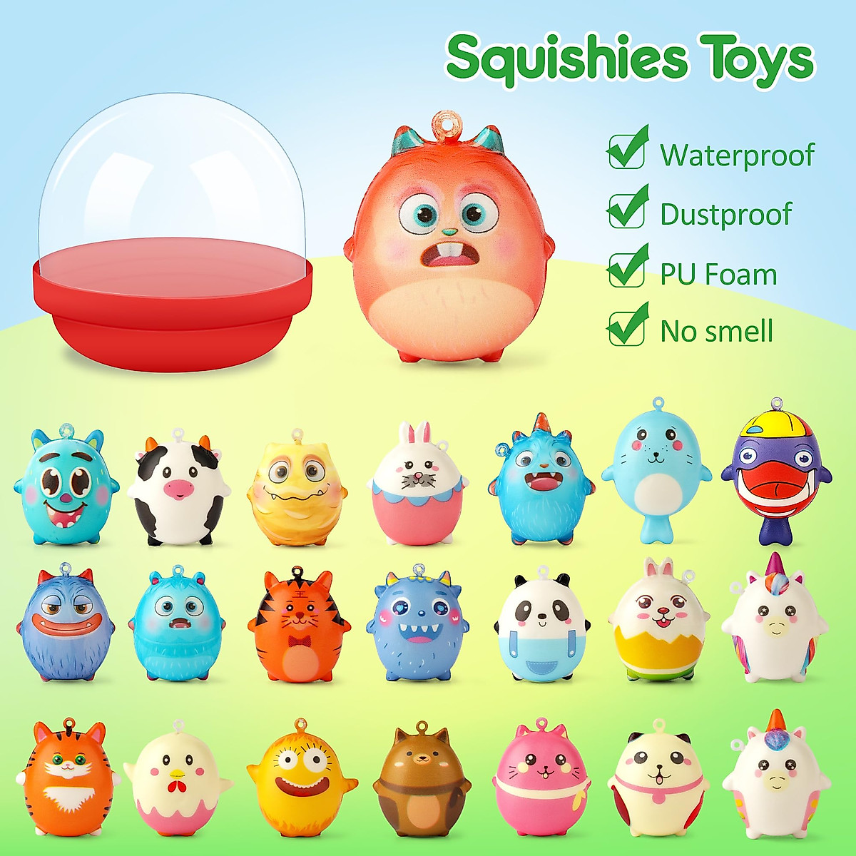 Mocoosy 22 Pack Squishy Toys for Kids Party Favors Bulk, Birthday Goodie bag stuffers, Easter Basket Stuffers, Pinata Stuffers, Classroom Prizes, Treasure Chest and Claw Machine Toys for Boys Girls