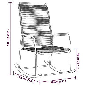 BUKSCYJS Camping Rocking Chairs,Rocking Chairs for Outside,Rocking Chairs for Outside Foldable,Rocking Lawn Chairs Foldable with Shocks,Patio Rocking Chair Black 23.2"x31.3"x40.9" PVC Rattan