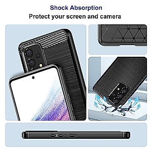 Qiinogow Case Compatible with Samsung Galaxy A53 5G, Slim Fit Phone Cover with Shock-Absorption, Carbon Fiber TPU Rubber Protective Case, Black