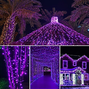 weillsnow 164FT 500 LED Purple Christmas Lights, 8 Modes Waterproof Plug in String Lights for Christmas Indoor Outdoor Yard Party Wedding Garden Home Decorations (Purple)