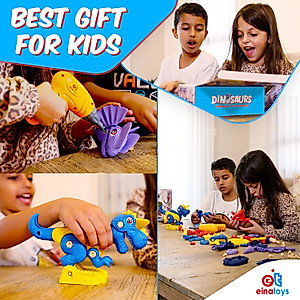 einatoys Take Apart Dinosaur Toys for Boys & Girls – Ages 3, 4, 5, 6, and 7 STEM Building Toys with Electric Drill – 3 Pc. Construction Building Toy Dinosaur Set – Fun and Educational Birthday Gift