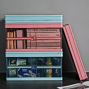 MEDOXI 2 Pack Clear Plastic Collapsible Storage Bin Tote Organizing Container with Durable Lid and Secure Latching Buckles, Storage Box with Handle, 5 Qt, 2 Count