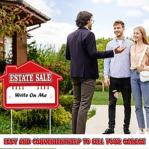 12 Pack Estate Sale Signs with Stakes 16'' x 12'' High Visibility for Sale Sign Protection Against Wind, Rain and Snow Weatherproof for Garage House Business or Personal Use