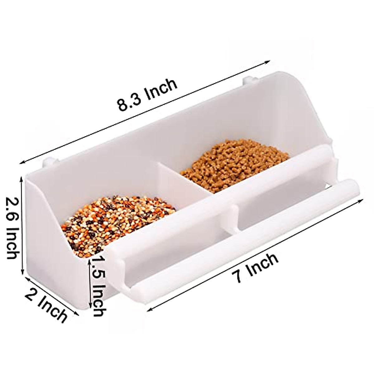 2X Small Bird Feeder Double Dish Pet Bird Water Feeder Cup with Standing Frame Plastic Seed Food Feeder for Parrotlet Sugar Glider Finches Cockatiels Parakeets Cage Feeder