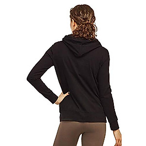 Sofra Women's Thin Cotton Pullover Hoodie Sweater (L, Black)