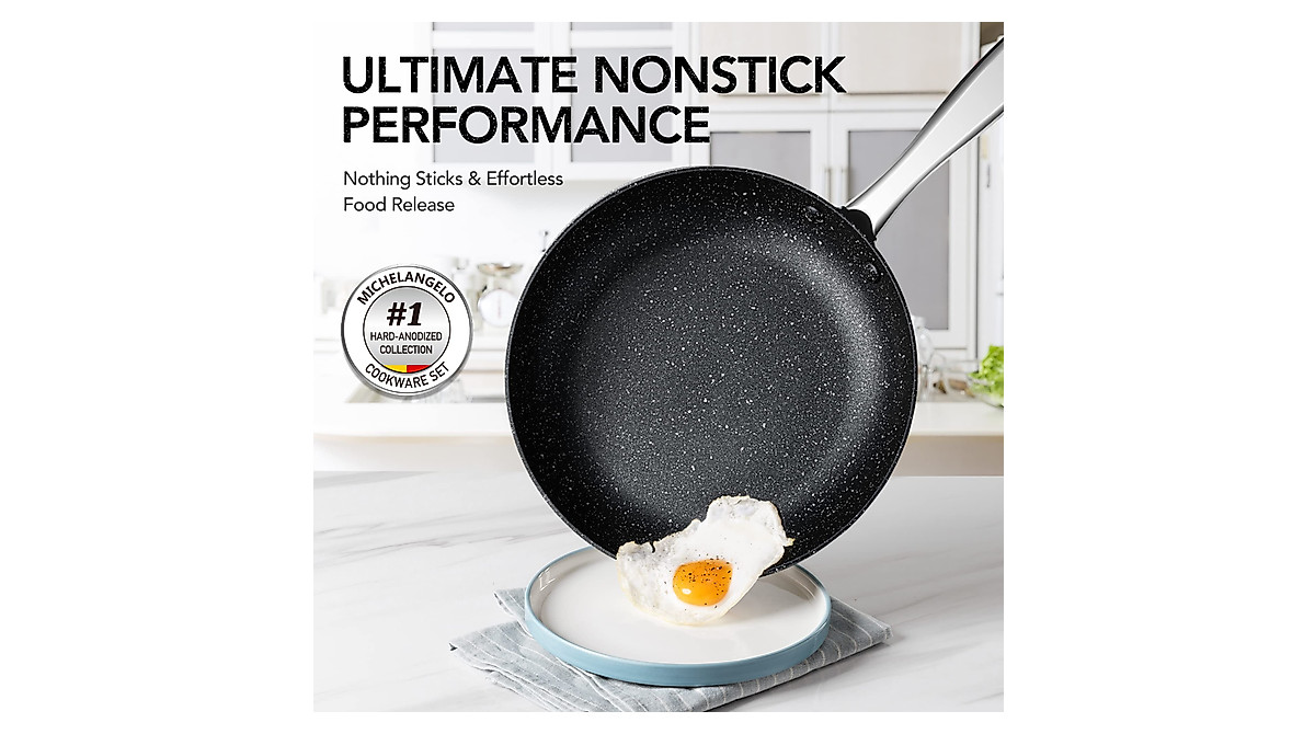 MICHELANGELO 10-Piece Hard Anodized Cookware Set | Non-Stick & Durable