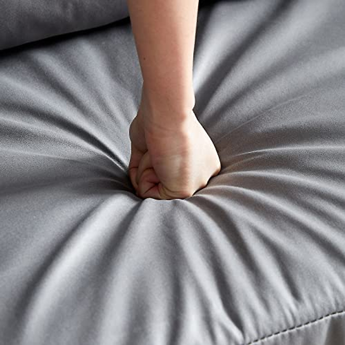 TUKAILAi Faux Suede Leather Single Sofa Couch with 1 Cushion, Modern Accent Chair with Arms and Metal Frame for Living Room, Upholstered Lounge Chair Armchair for Bedroom Guest Reception (Grey)